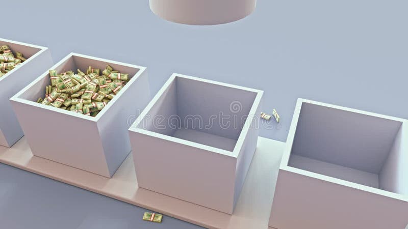 Stacks of Money Falling from Above in White Boxes. Stack of Dollar ...