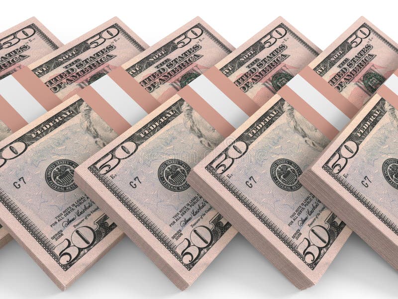 Stacks of Money. Fifty Dollars Stock Illustration - Illustration of ...
