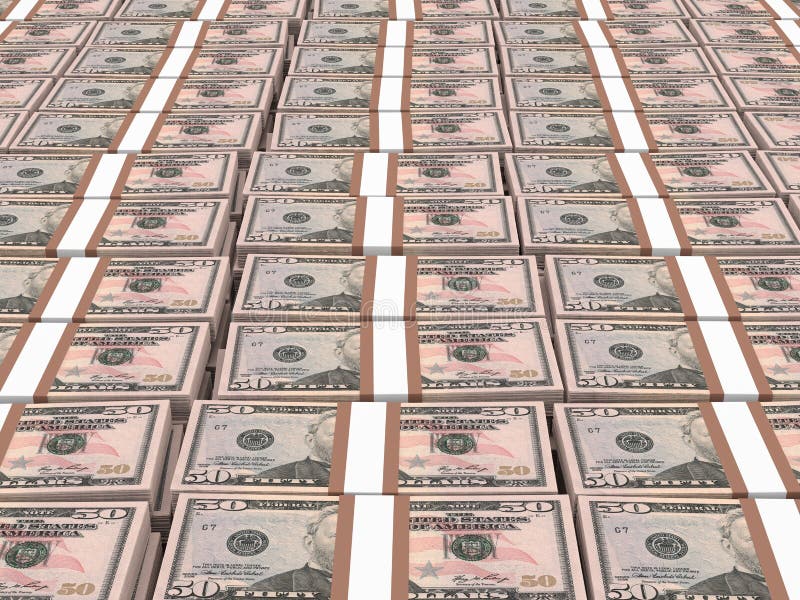 Stacks of Money. Fifty Dollars Stock Illustration - Illustration of ...