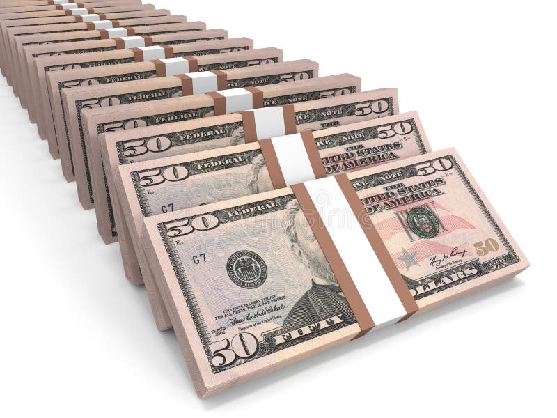 Stacks of Money. Fifty Dollars Stock Illustration - Illustration of ...