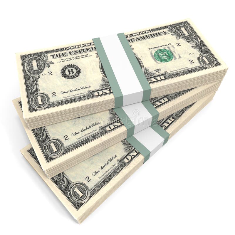 Stacks of Money. One Dollar Stock Illustration - Illustration of ...