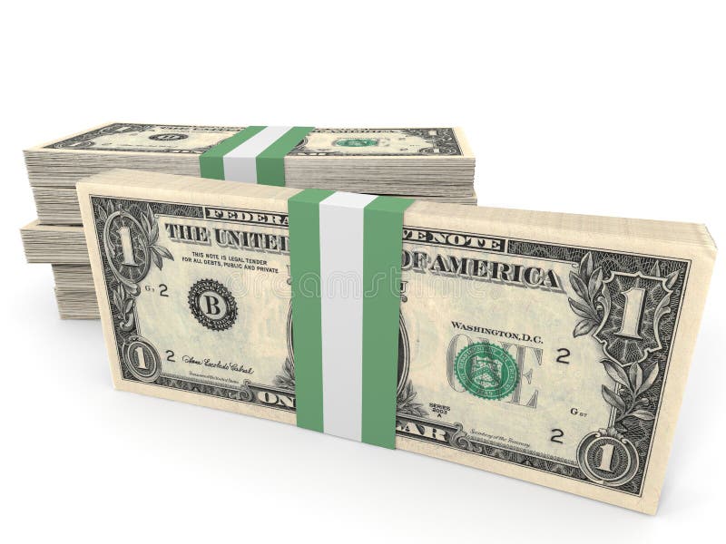 Stacks of Money. One Dollar Stock Illustration - Illustration of bundle ...