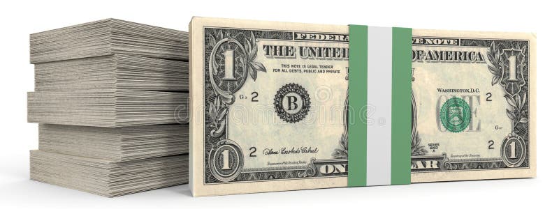 Stacks of Money. One Dollar Stock Illustration - Illustration of notes ...