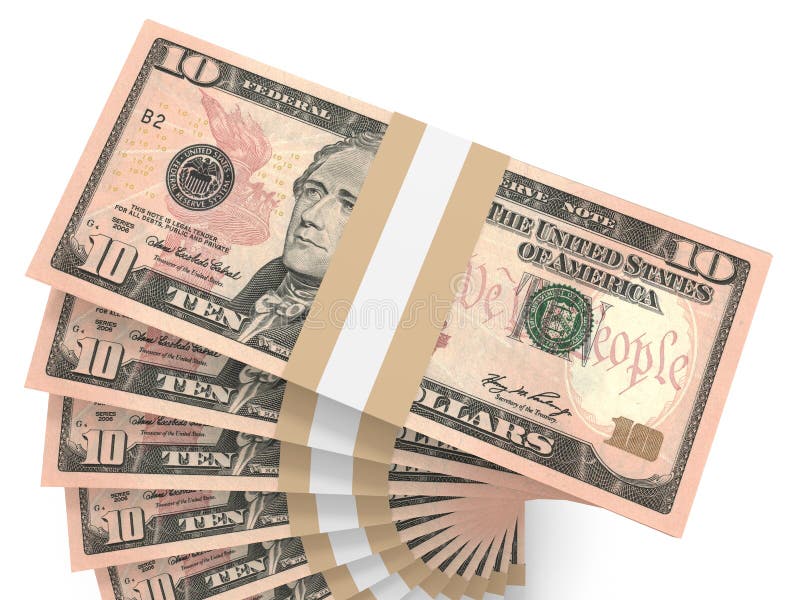 Stacks of Money. Ten Dollars Stock Illustration - Illustration of notes ...