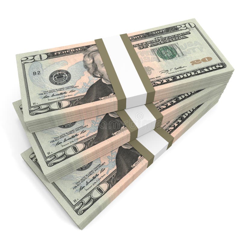 Stacks of Money. Twenty Dollars Stock Illustration - Illustration of ...