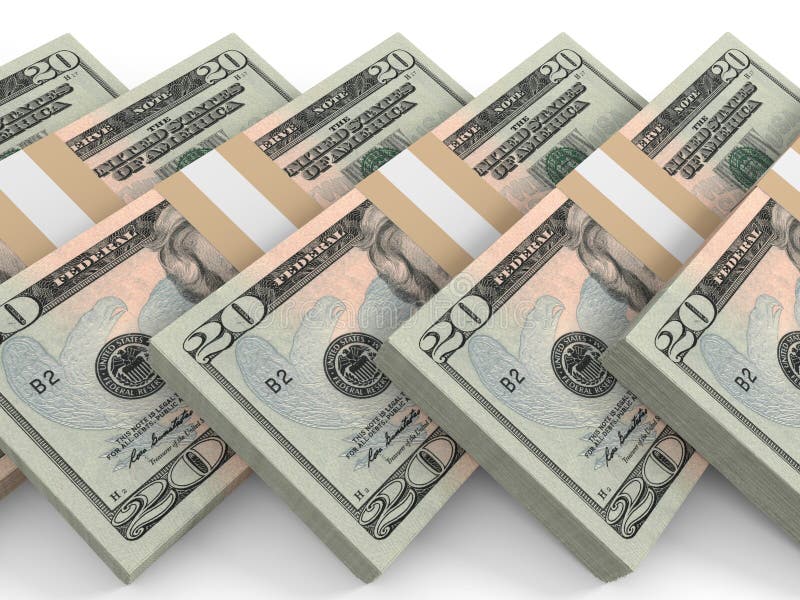 Stacks of Money. Twenty Dollars Stock Illustration - Illustration of ...