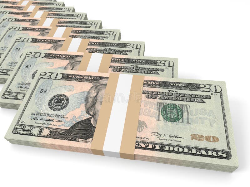 Stacks of Money. Twenty Dollars Stock Illustration - Illustration of ...