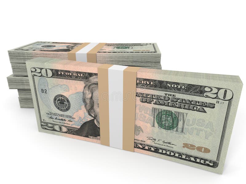 Stacks of Money. Twenty Dollars Stock Illustration - Illustration of ...