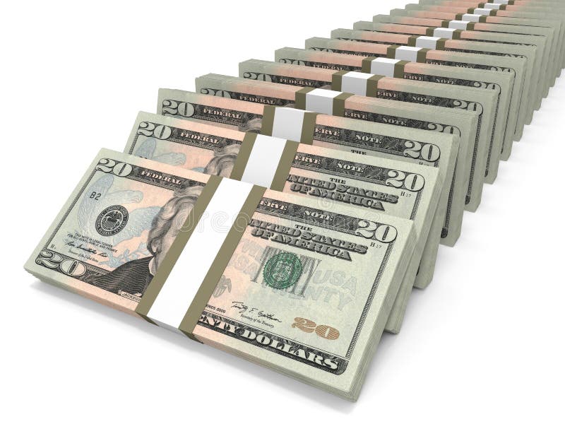 Stacks of Money. Twenty Dollars Stock Illustration - Illustration of ...