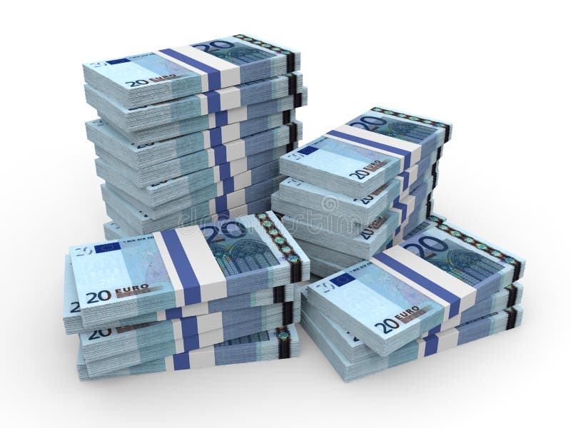 Stacks of Money. Twenty Euros Stock Illustration - Illustration of ...