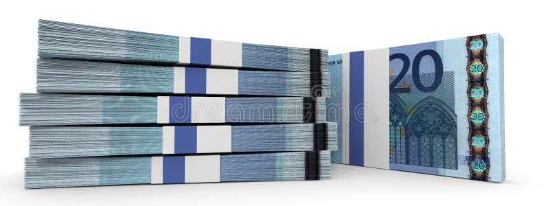Stacks of Money. Twenty Euros Stock Illustration - Illustration of ...