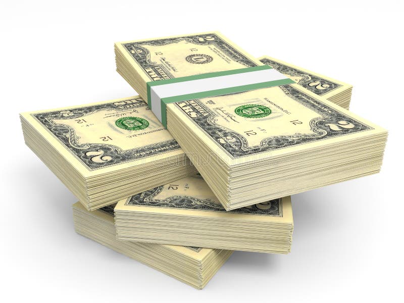 Stacks of Money. Two Dollars Stock Illustration - Illustration of ...