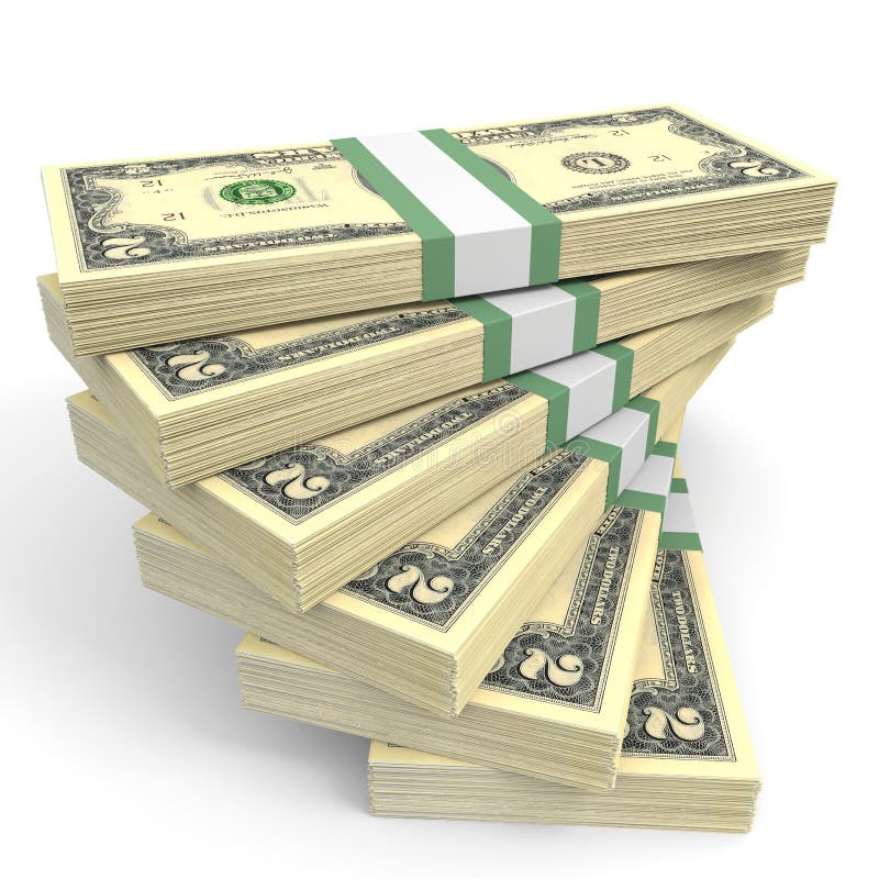 Stacks of Money. Two Dollars Stock Illustration - Illustration of ...