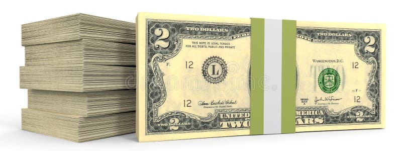 Stacks of Money. Two Dollars Stock Illustration - Illustration of ...