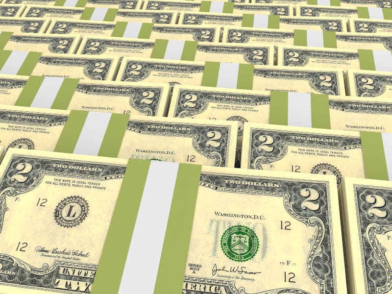 Stacks of Money. Two Dollars Stock Illustration - Illustration of ...