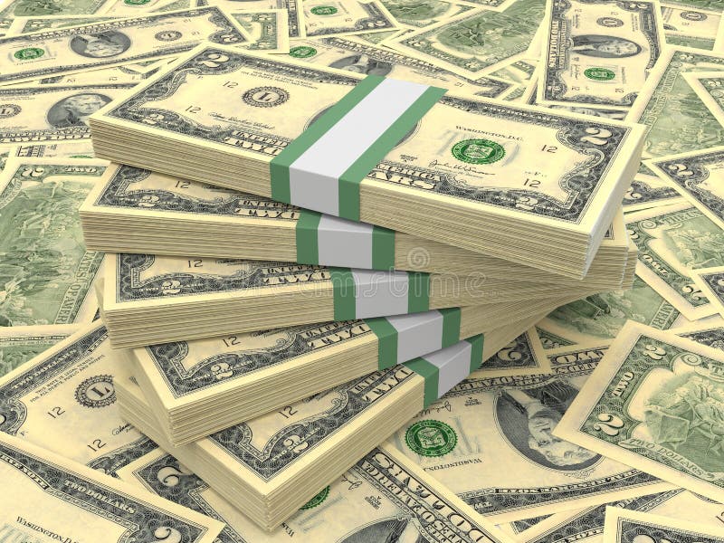 Stacks of Money. Two Dollars Stock Illustration - Illustration of ...