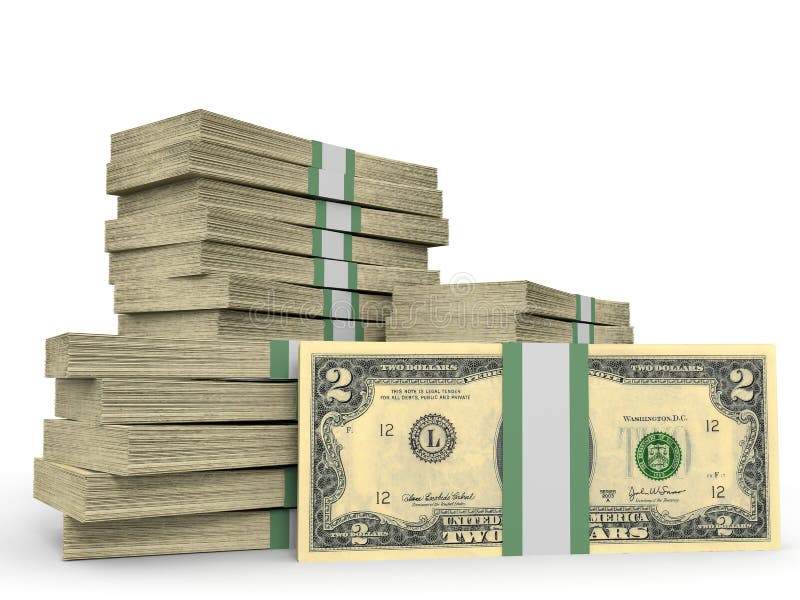 Stacks of Money. Two Dollars Stock Illustration - Illustration of ...