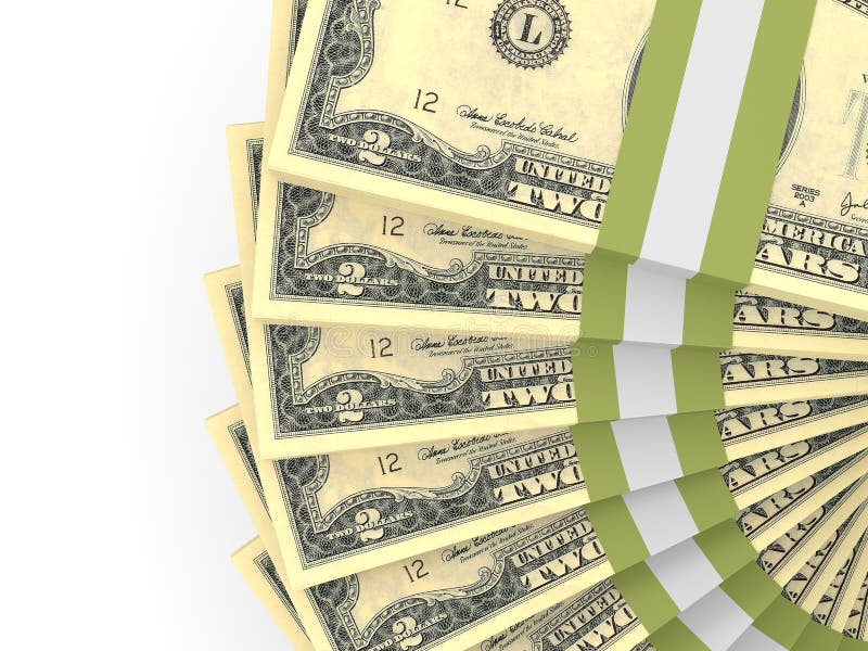 Stacks of Money. Two Dollars Stock Illustration - Illustration of ...