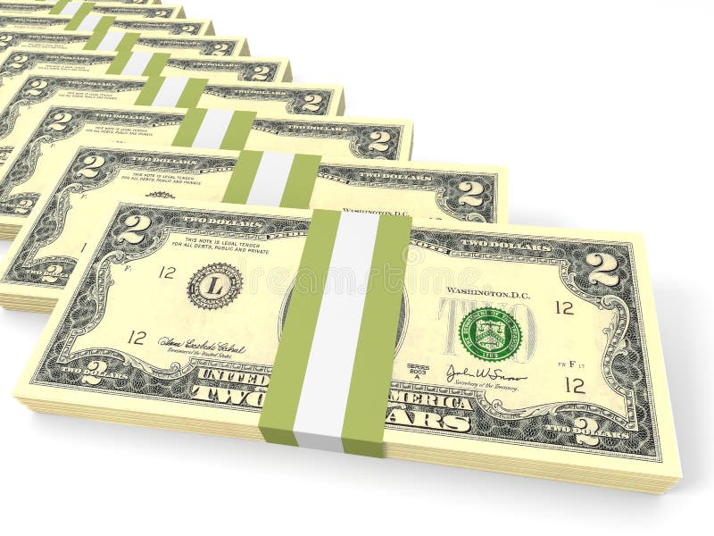 Stacks of Money. Two Dollars Stock Illustration - Illustration of ...