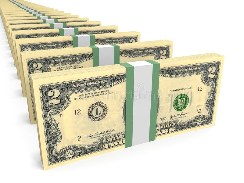 Stacks of Money. Two Dollars Stock Illustration - Illustration of bill ...
