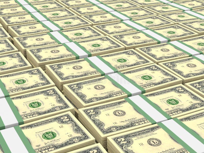 Stacks of Money. Two Dollars Stock Illustration - Illustration of ...
