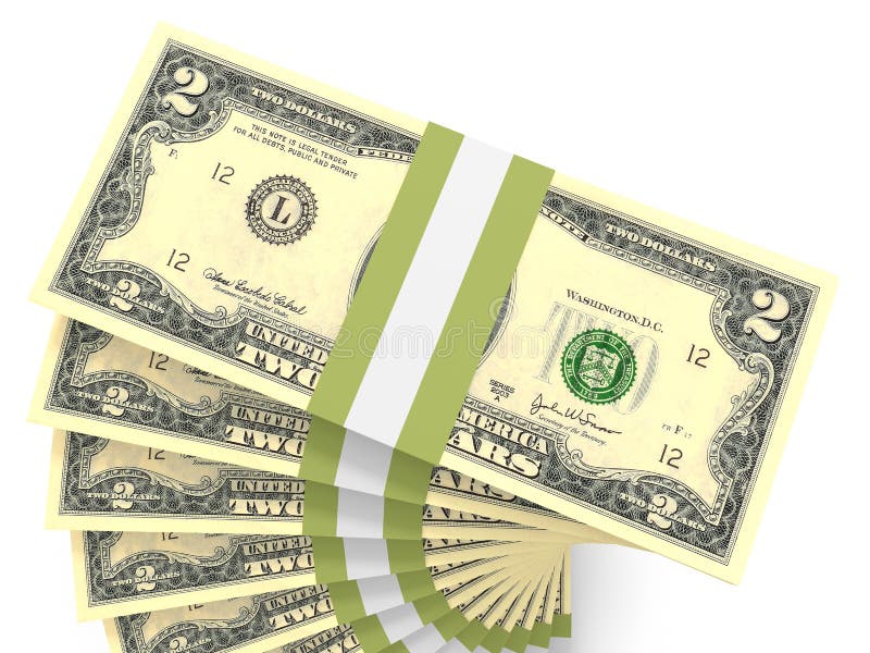 Stacks of Money. Two Dollars Stock Illustration - Illustration of greed ...