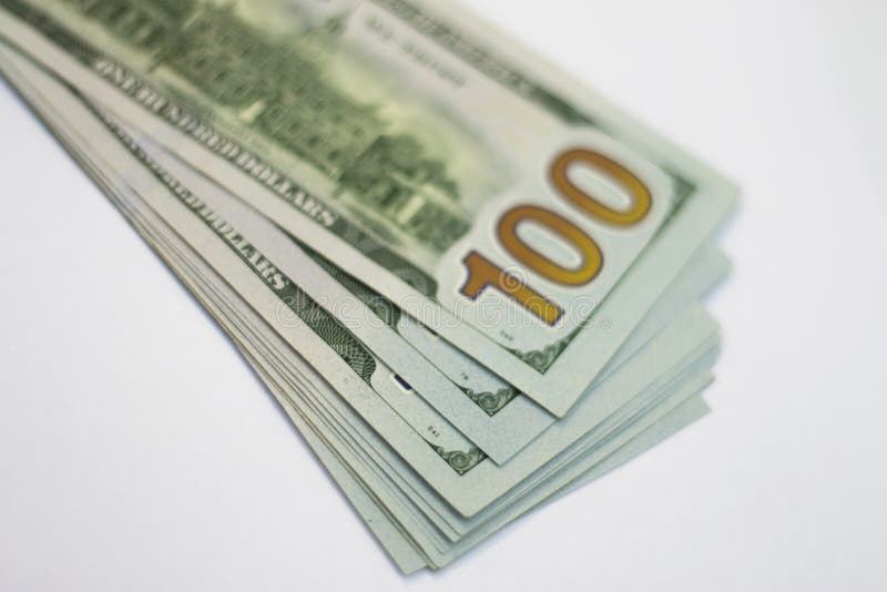Stacks of Paper 100 Dollars USA on the White Background Stock Image ...