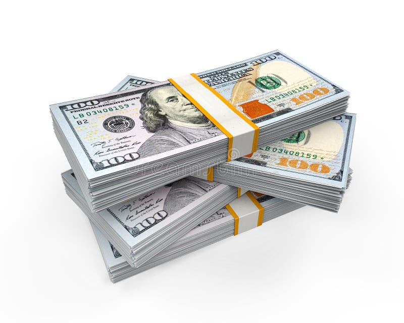 Stacks of New 100 US Dollar Banknotes Stock Illustration - Illustration ...