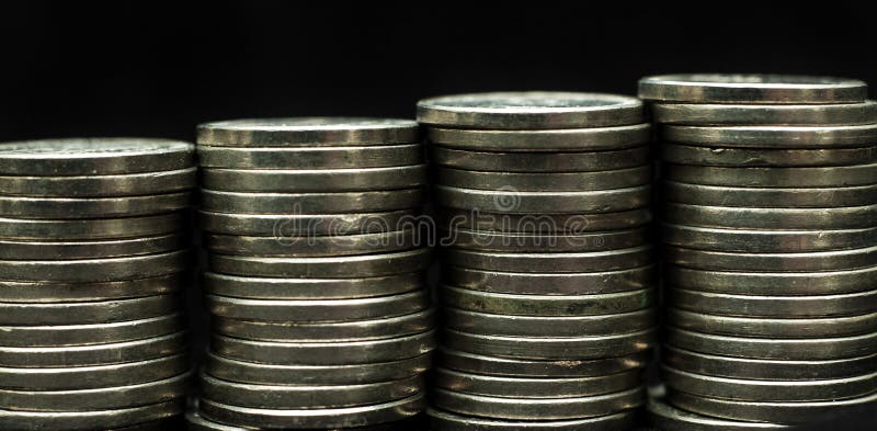Stacks of Nickels on a Black Background Stock Image - Image of savings ...