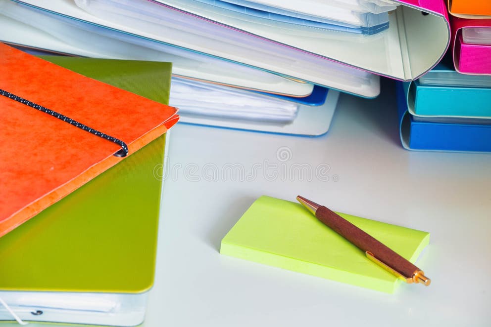 Stacks of Office Documents and Workbooks Stock Photo - Image of concept ...