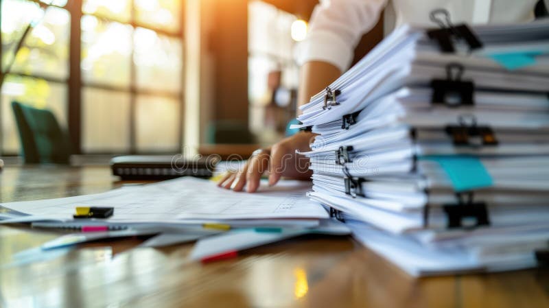 The Stacks of Office Papers. AI Generated Stock Image - Image of ...