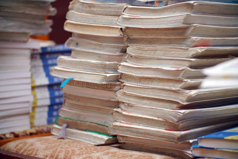 Stacks of Old Books in the Library Stock Image - Image of aged ...
