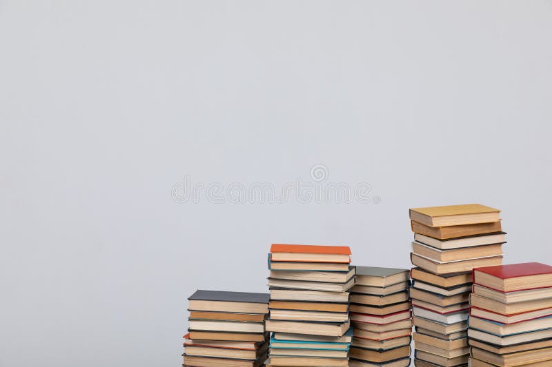 Stacks of Old Books for Study in the Library on a White Background ...