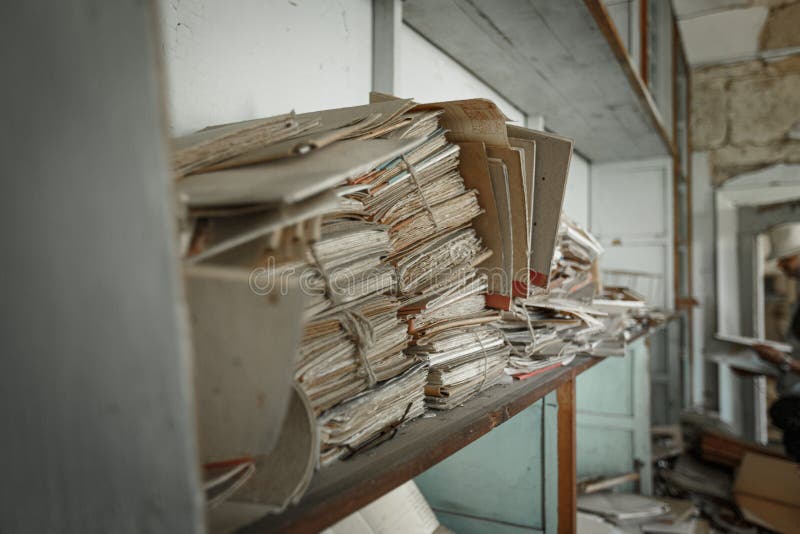 Stacks of Old Classified Documents on Paper and in Folders Stock Image ...