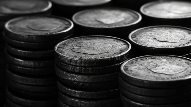 Stacks of Old Dark Coins in a Row Stock Illustration - Illustration of ...
