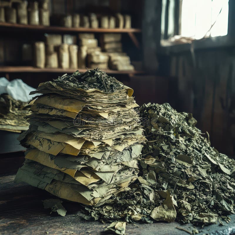 Stacks of Old Papers and Documents in Abandoned Workspace Setting Stock Illustration ...