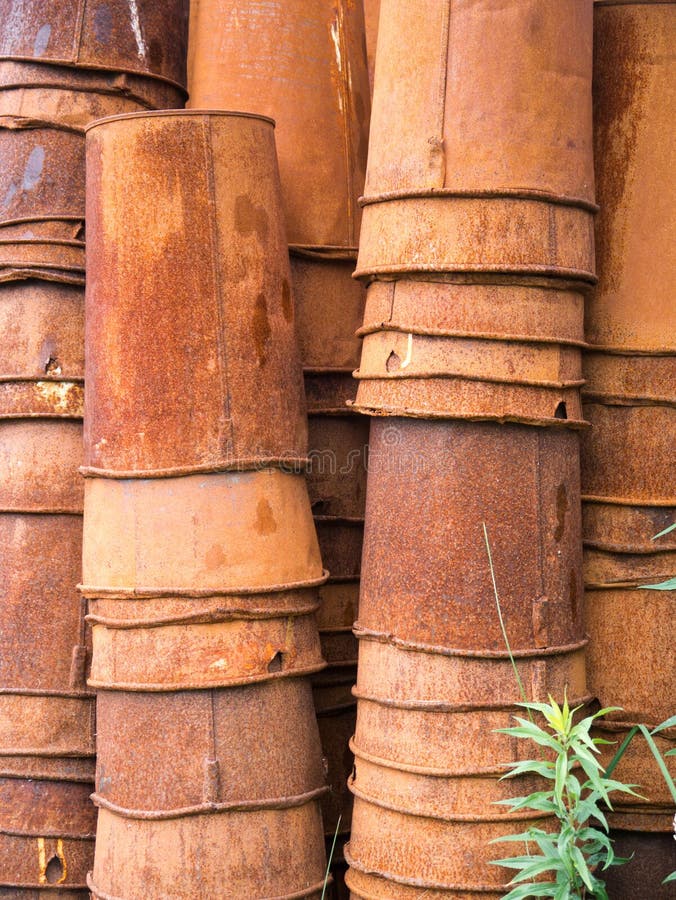 Stacks of Old Rusted Buckets Stock Photo - Image of stacks, liquids ...