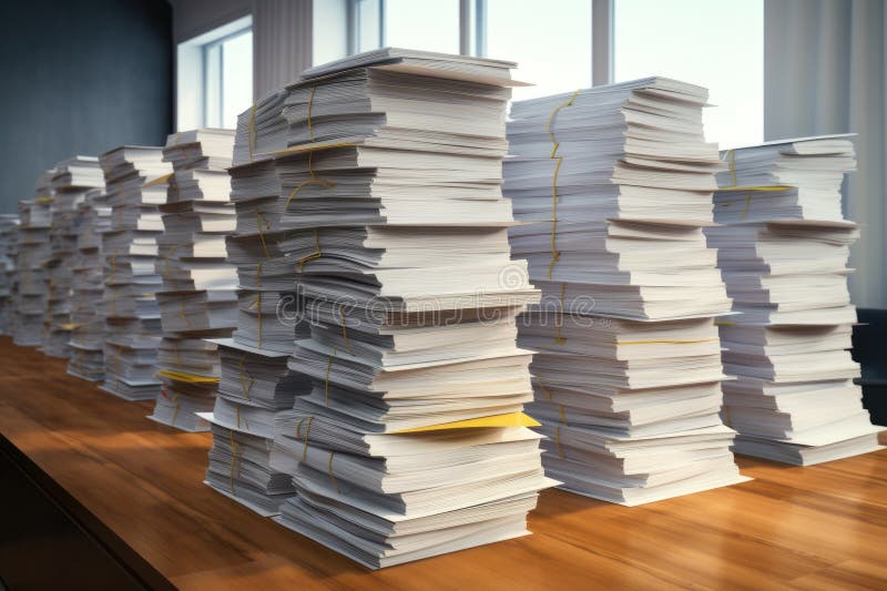 Stacks Packs Pile on the Desk in the Office. Ai Generated Stock Photo ...