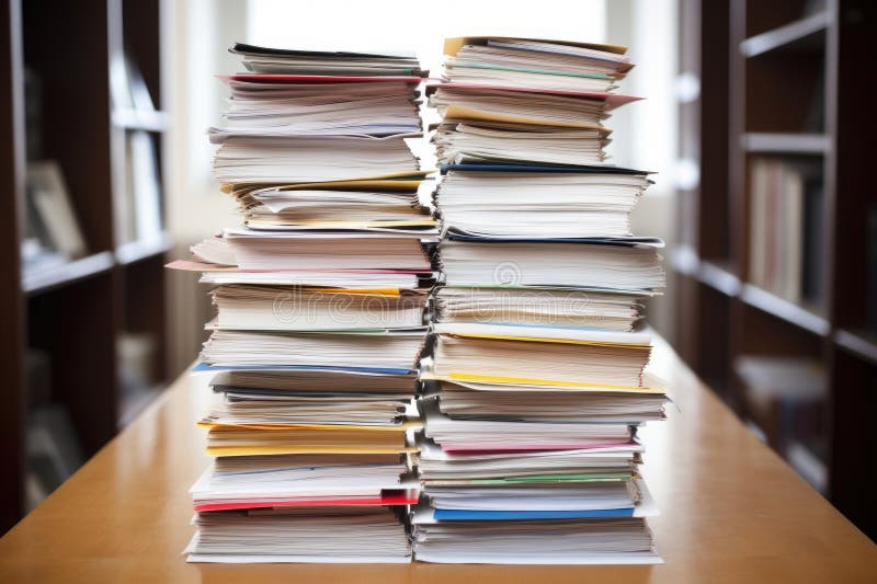 Stacks Packs Pile on the Desk in the Office. Ai Generated Stock Image ...