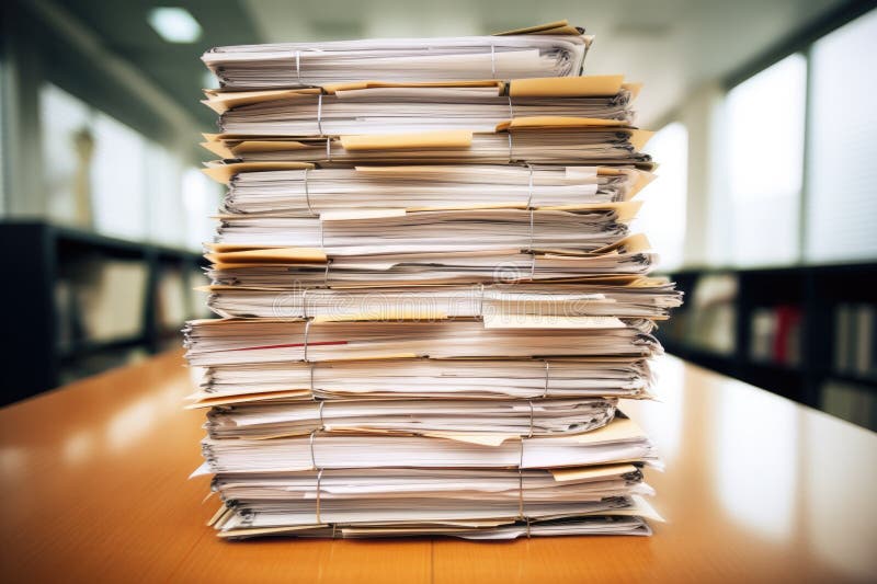 Stacks Packs Pile on the Desk in the Office. Ai Generated Stock Image ...