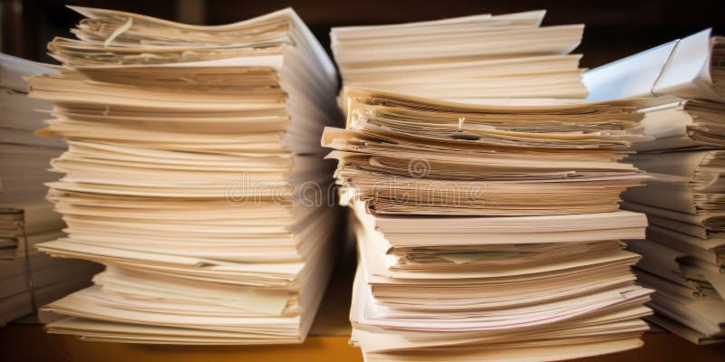 Stacks Packs Pile on the Desk in the Office. Ai Generated Stock Image ...