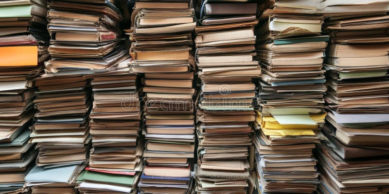 Stacks of Paper Documents Creating a Chaotic Office Environment Stock Illustration ...