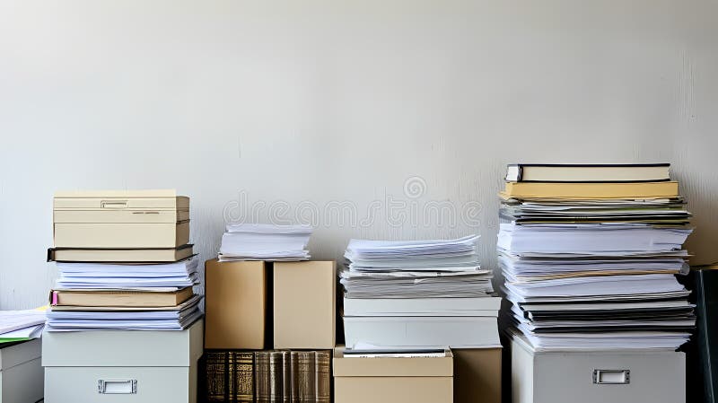 Stacks of Paper and Files Showing Messy Storage in Office Stock Image ...