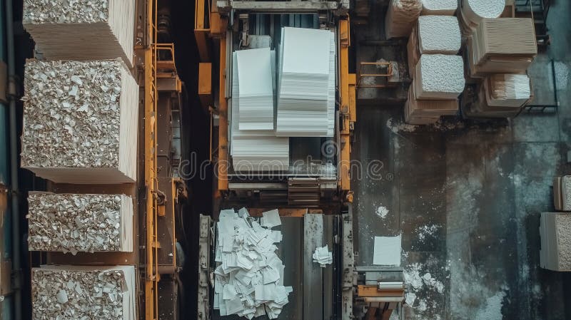 Stacks of Paper and Industrial Pulp are Arranged in a Factory Setting ...