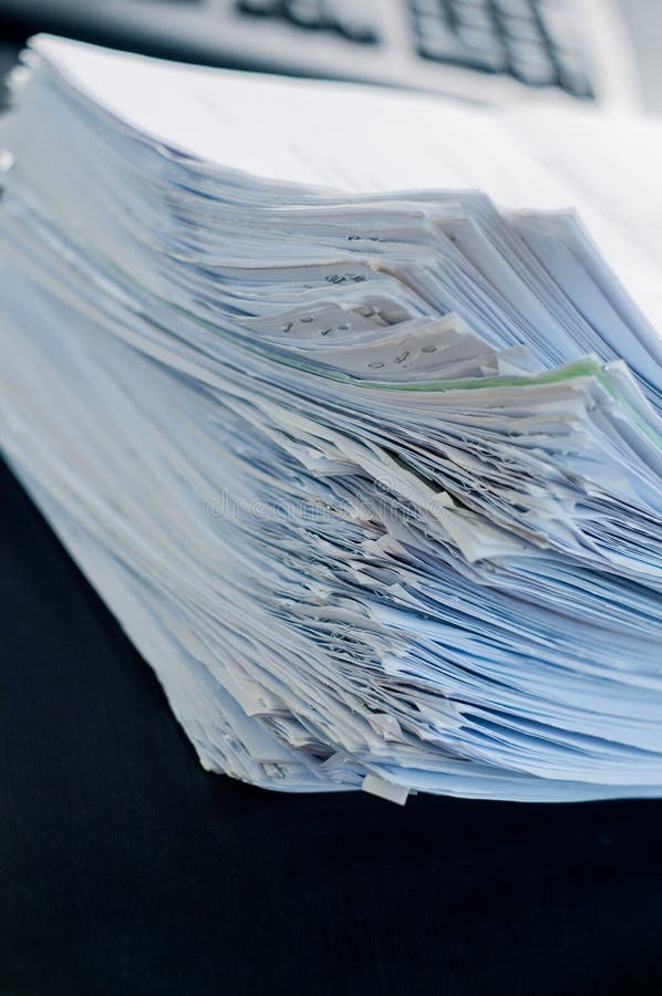 Stacks of Paper on the Office Table Stock Image - Image of chaos ...