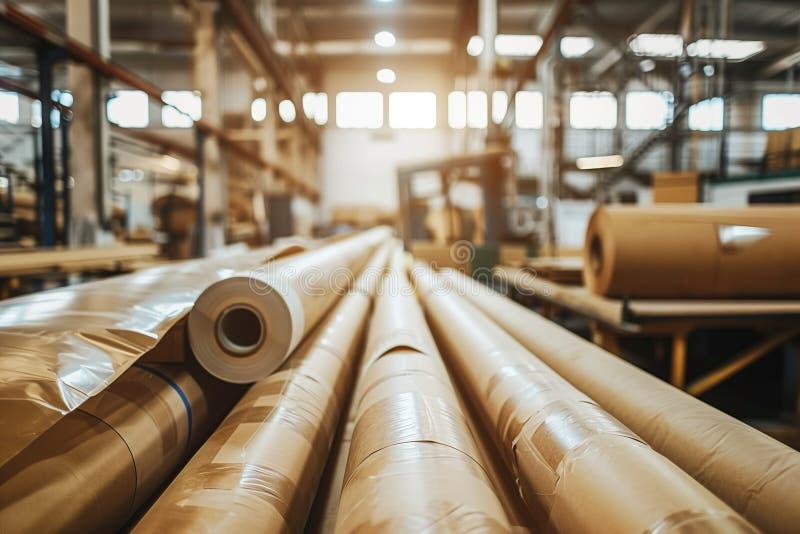 Stacks of Paper Rolls in a Modern Paper Mill Warehouse Setting Stock ...