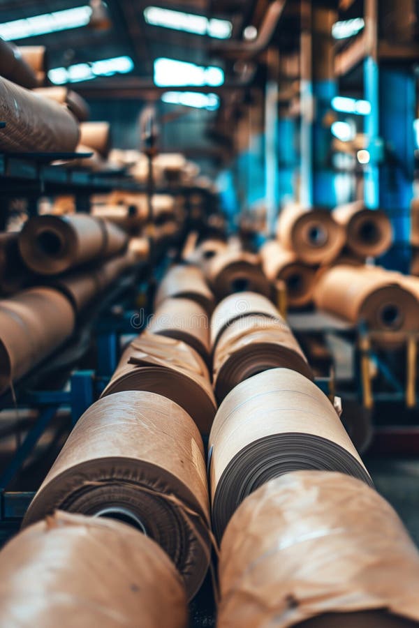 Stacks of Paper Rolls in a Modern Paper Mill Warehouse Setting Stock ...