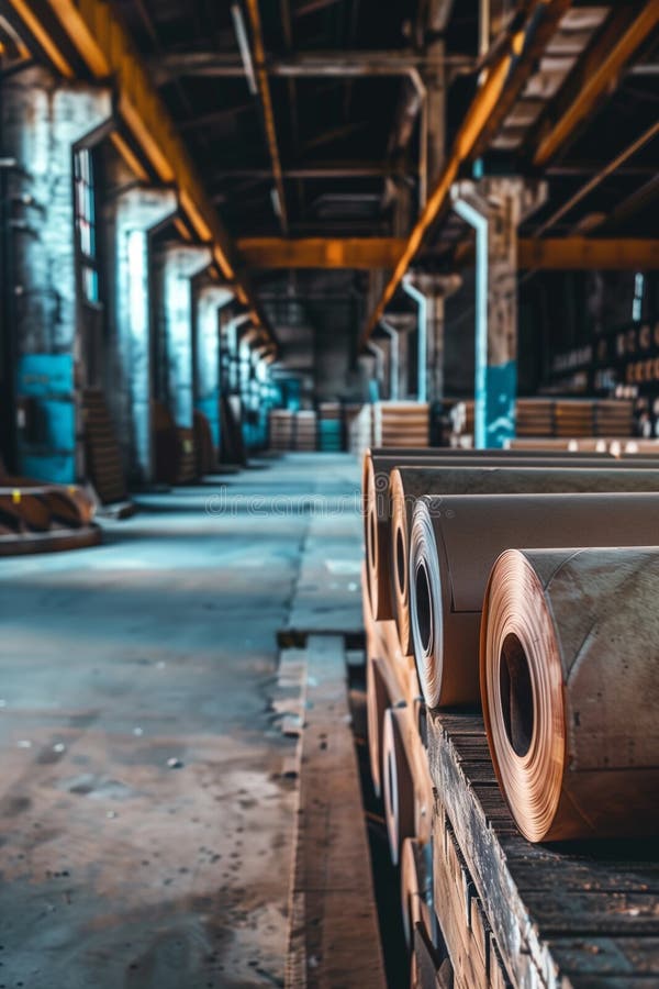 Stacks of Paper Rolls in a Modern Paper Mill Warehouse Setting Stock ...