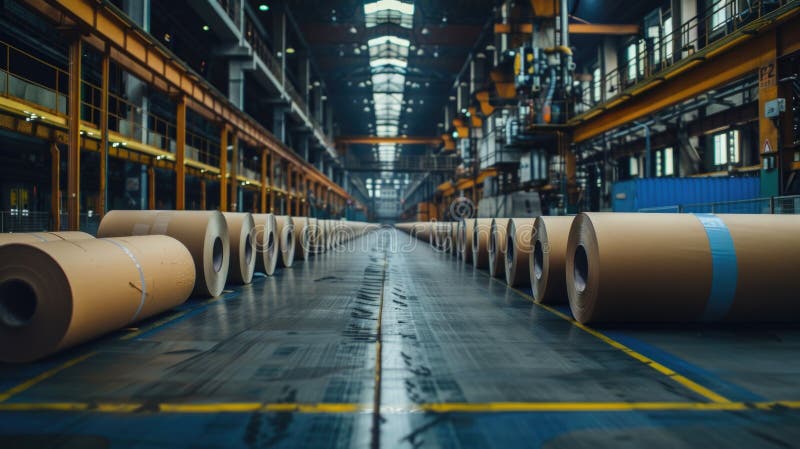 Stacks of Paper Rolls Stored in a Large Warehouse Space Stock Photo ...