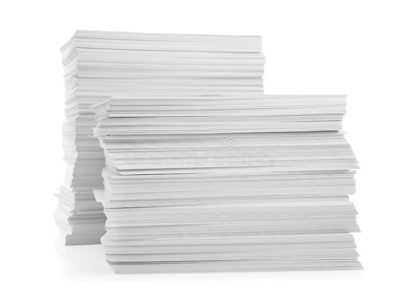 Stacks of Paper Sheets Isolated on White Stock Image - Image of ...